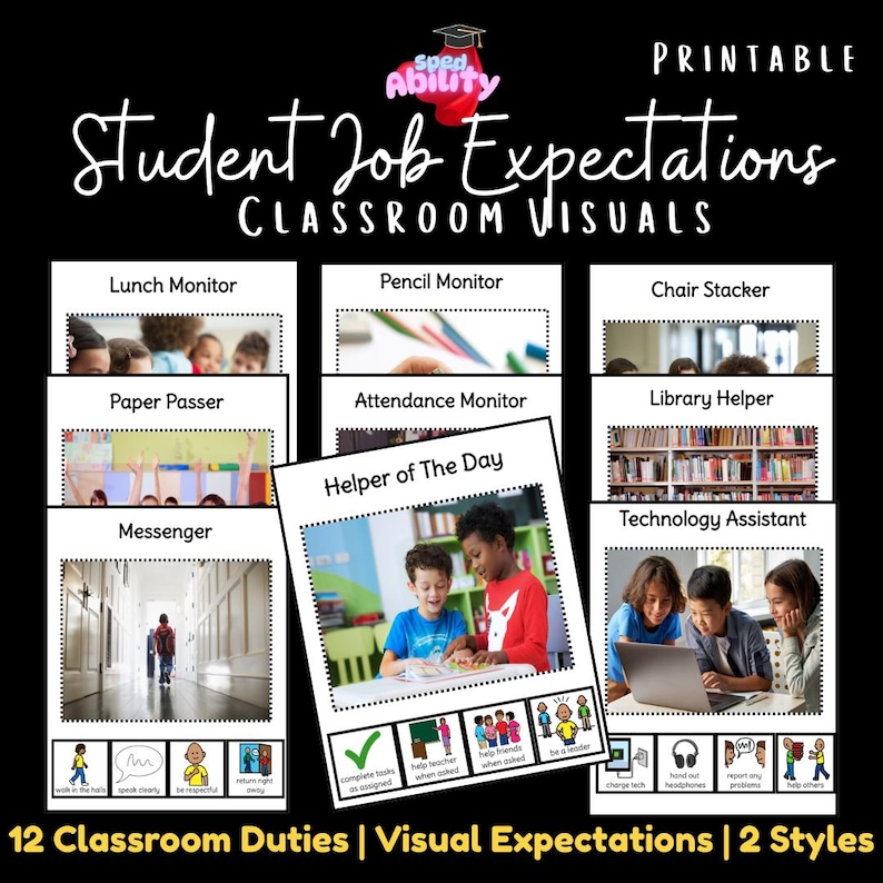 Student Classroom Job Expectation Posters | Visual & Symbol Supported ...