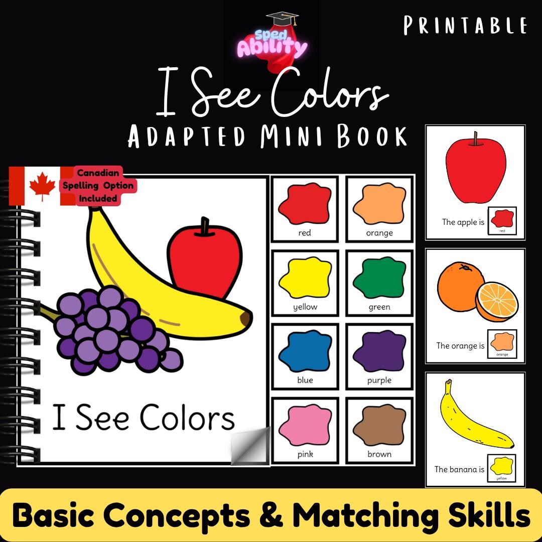 Adapted Mini Book | Colors Matching | Velcro Task | Basic Skills for ...