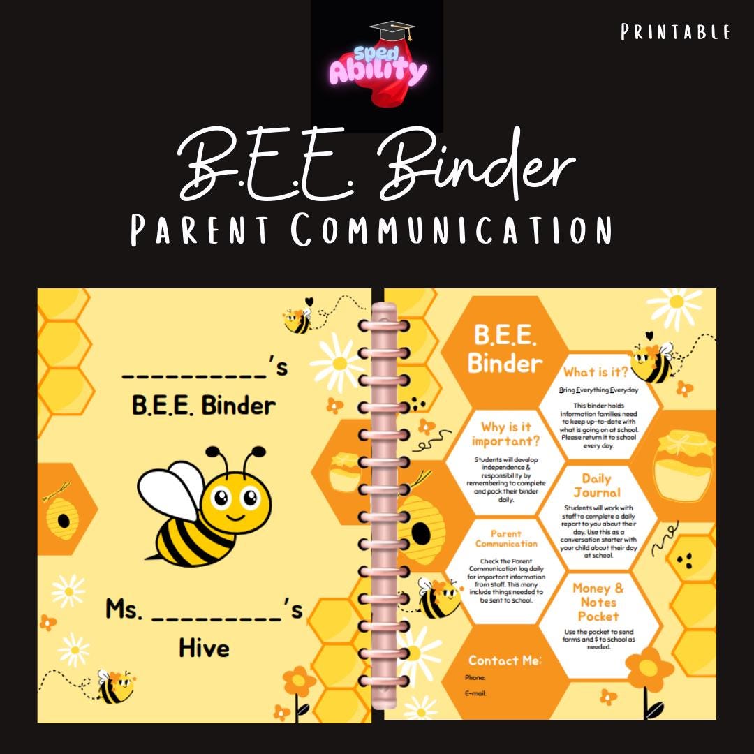 BEE Binder Template | Parent Communication | Responsibility ...