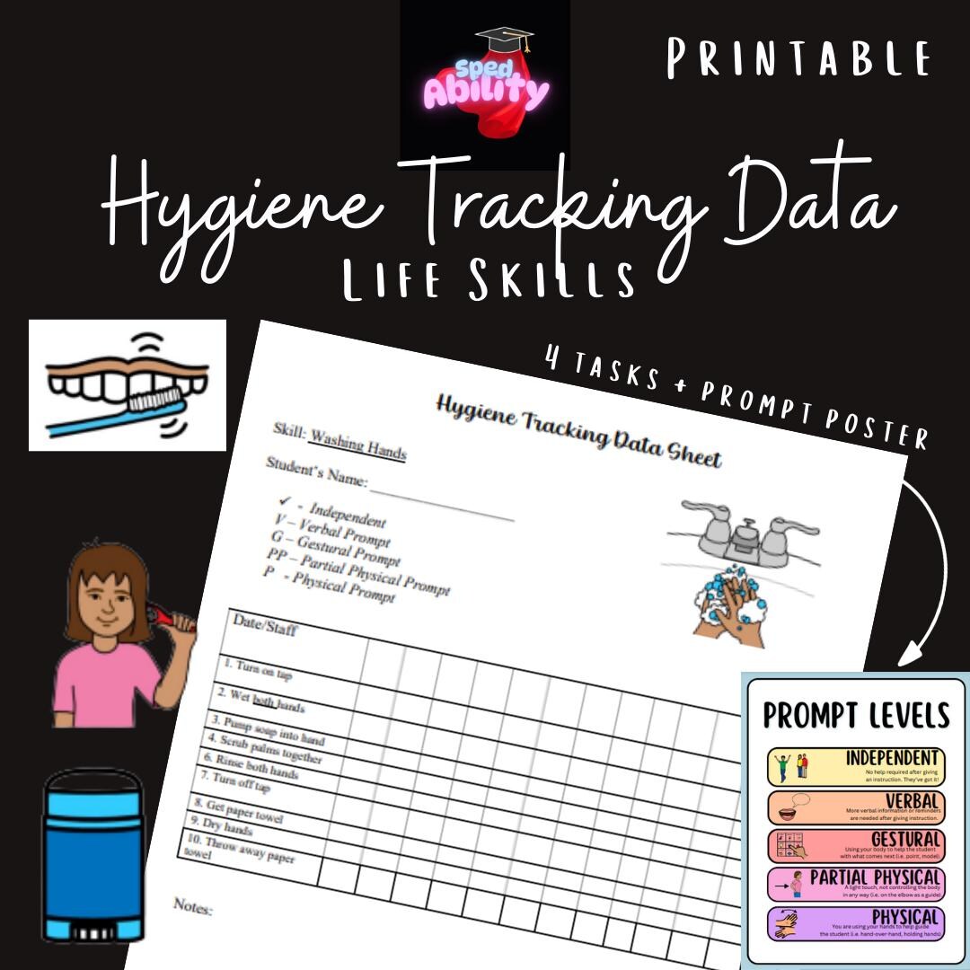 Hygiene Tracking Data Sheets & Prompt Poster | Life Skills Monitoring ...