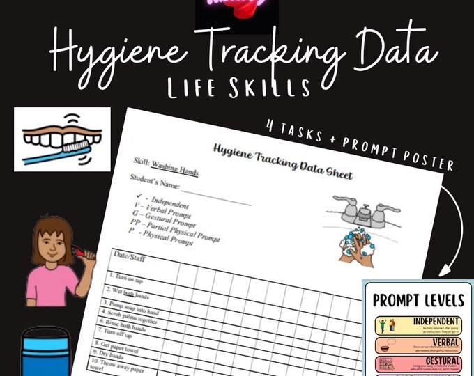 Hygiene Tracking Data Sheets & Prompt Poster | Life Skills Monitoring ...