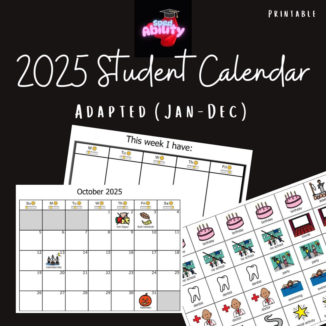 2025 Adapted Calendar | Symbolated Days & Events | Time Management ...