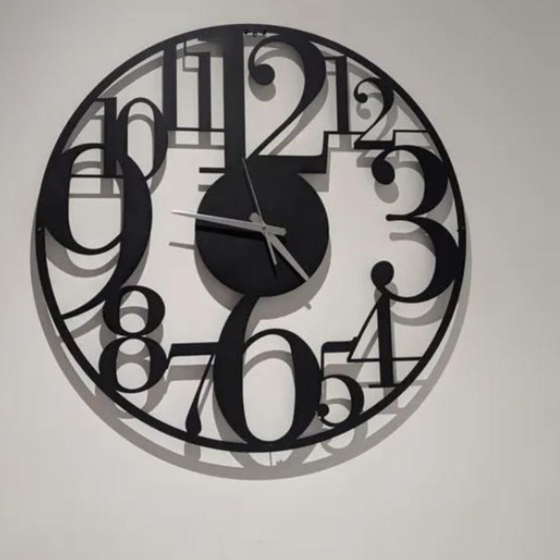 Modern Black Metal Wall Clock: Silent, Asymmetrical, Minimalist Art - Etsy