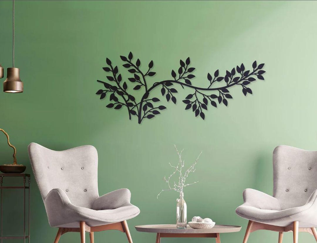 Metal Tree Branch Wall Art - Laser Cut Metal Decor - Modern Nature Wall ...
