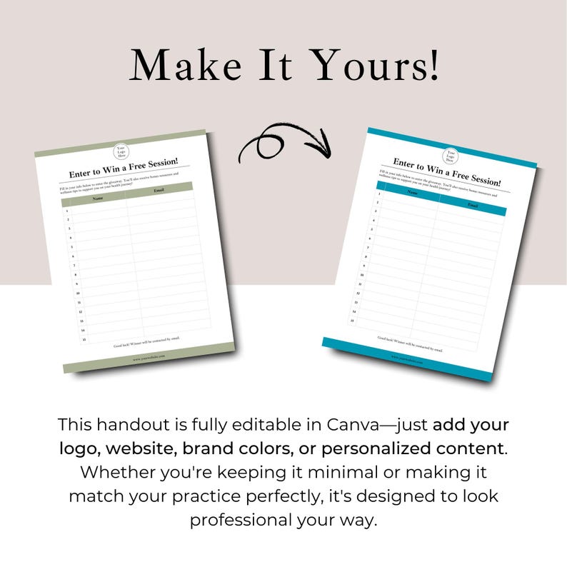 Editable Health Coach Sign-up Sheet: Email Capture Form (canva Template ...