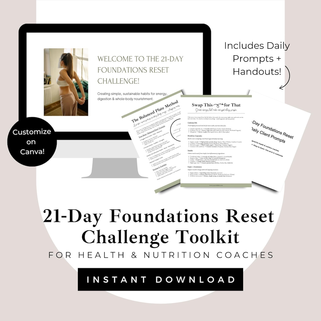 21-day Reset Challenge Toolkit for Health Coaches | Editable Canva ...