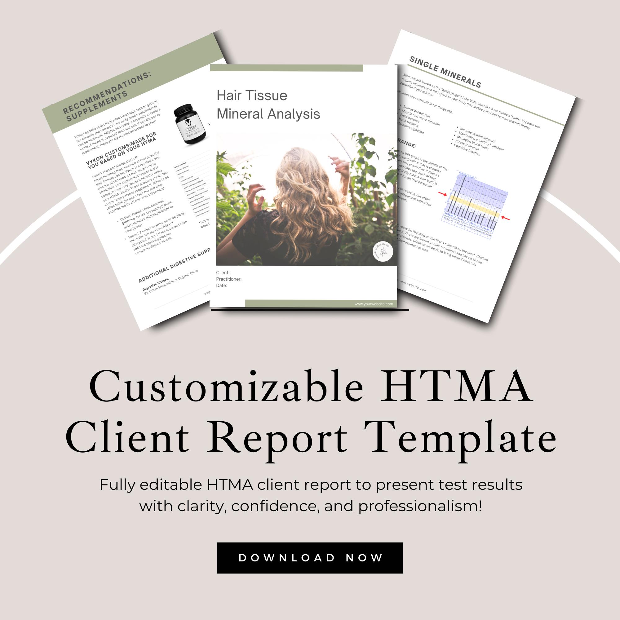 HTMA Client Report Template | Customizable Canva Hair Tissue Mineral ...