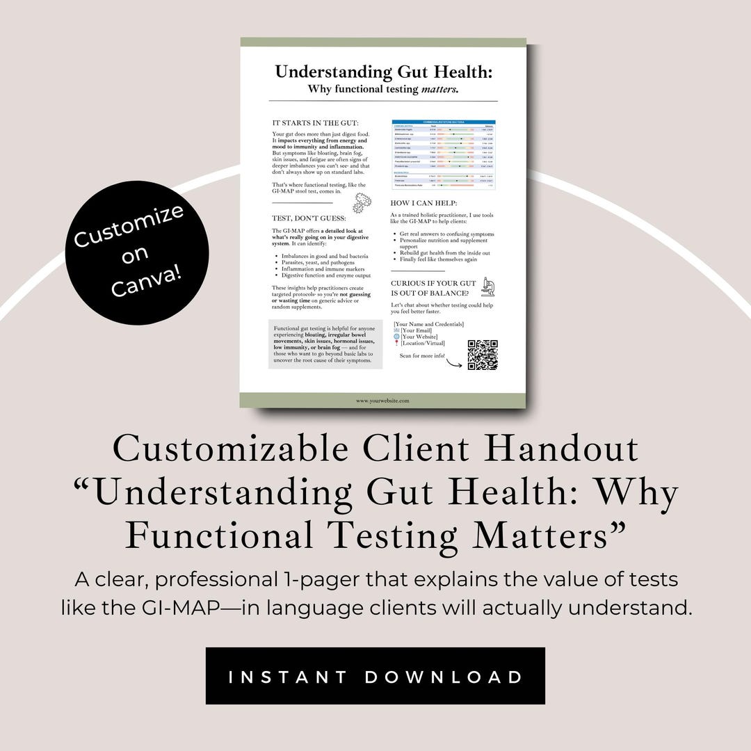 Gut Health Functional Testing Handout: Editable GI Map Canva Template ...