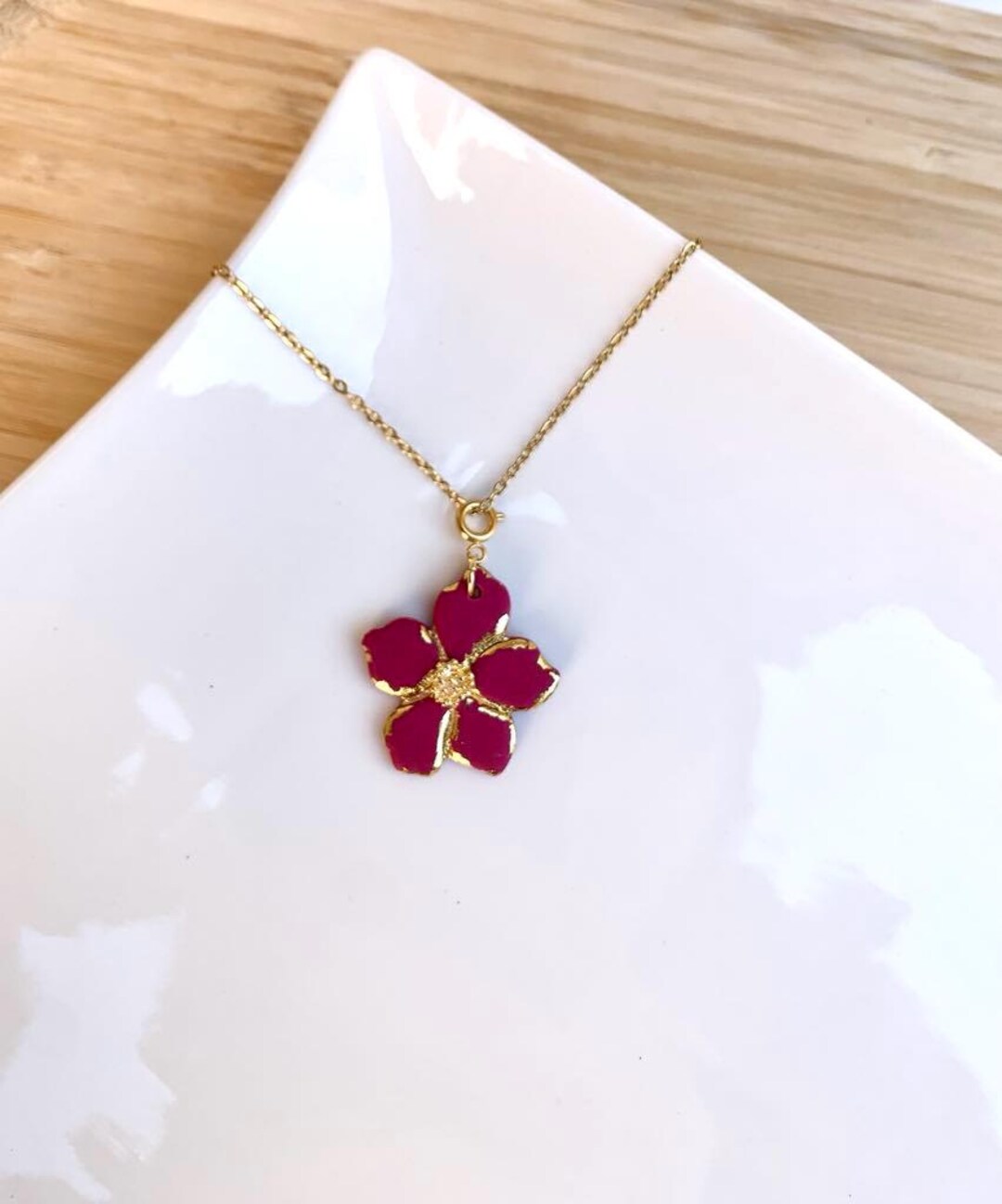 Collier chaine fine avec charms fleur Irina en argile polymère - Etsy ...