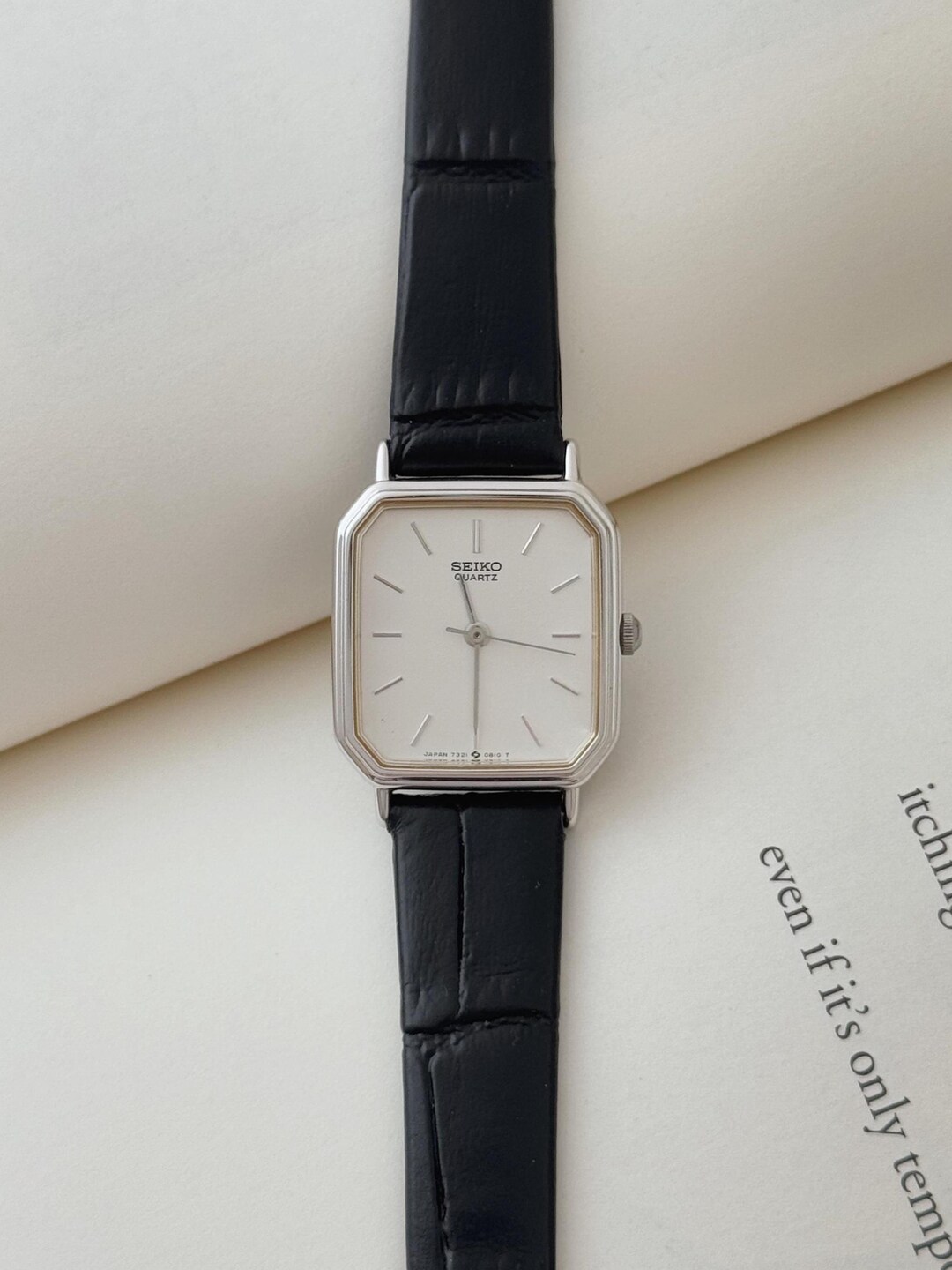 Vintage Seiko Silver Tone Octagonal Case Watch With Leather Strap ...