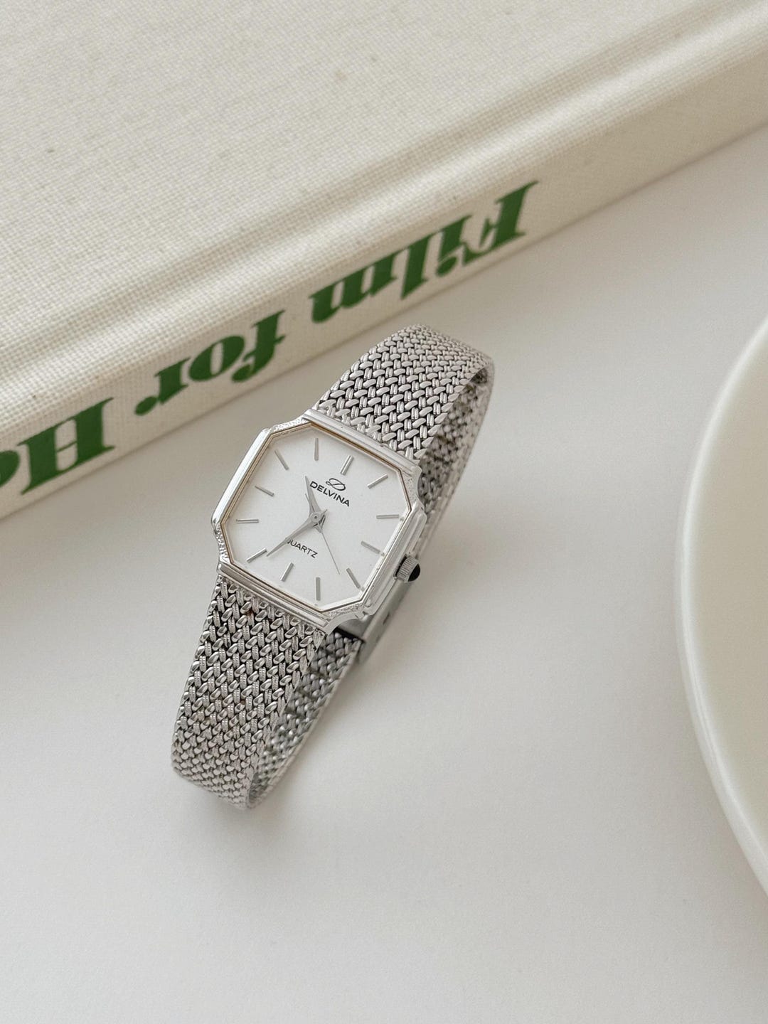 Delvina Silver Tone Watch, Vintage Delvina Watch, Mesh Band Watch ...