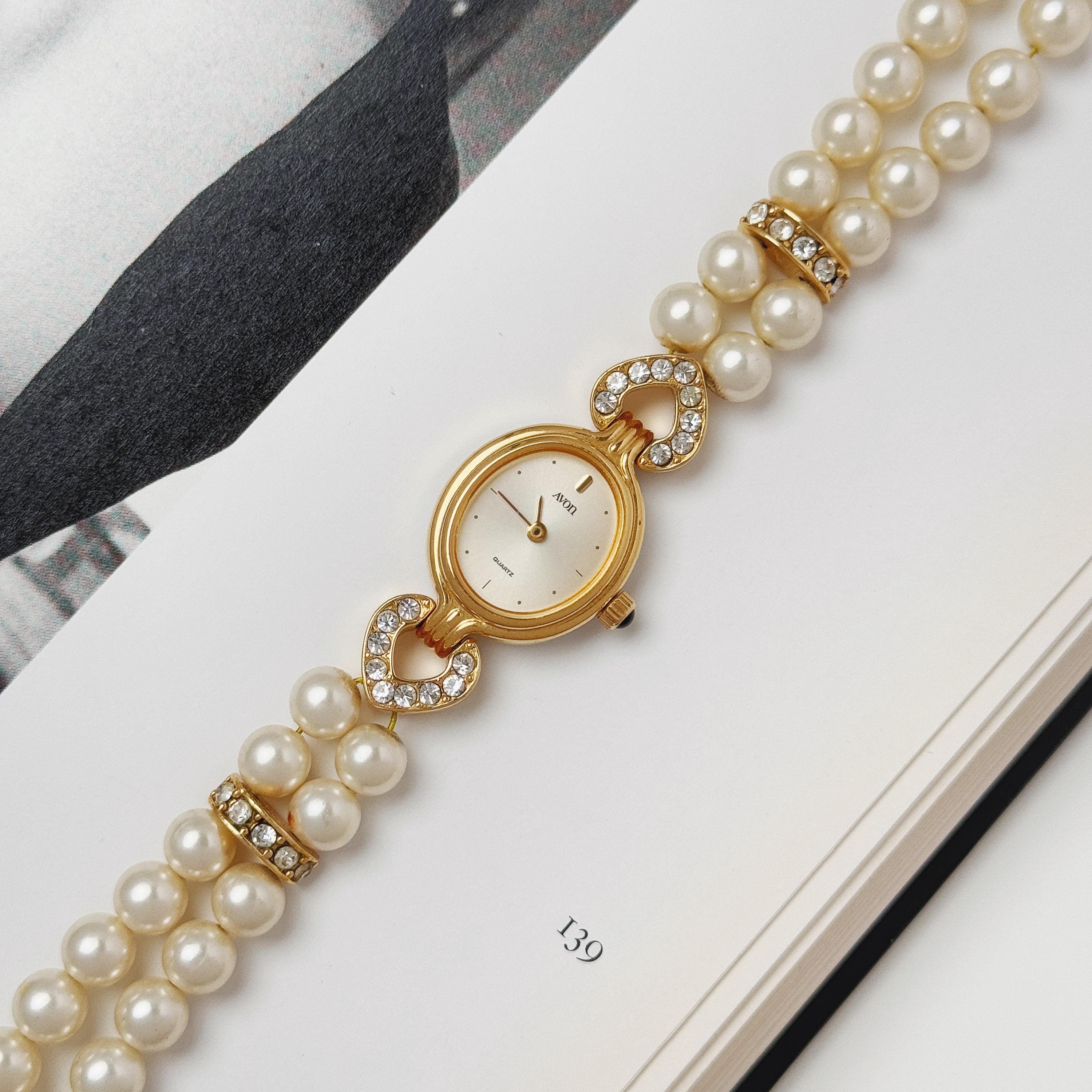 Avon Gold Tone With Faux Pearl Watch, Bracelet Watch, Women Wristwatch ...