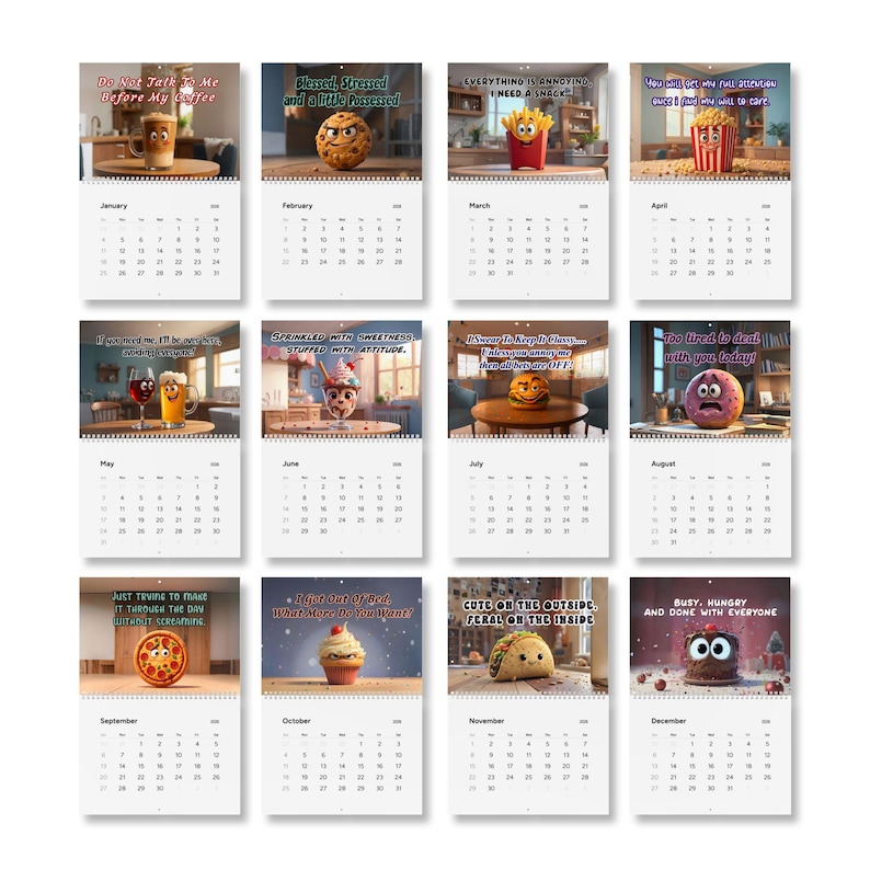 Funny Food 2026 Calendar Cheeky 2026 Calendar 2026 Attitude Calendar ...