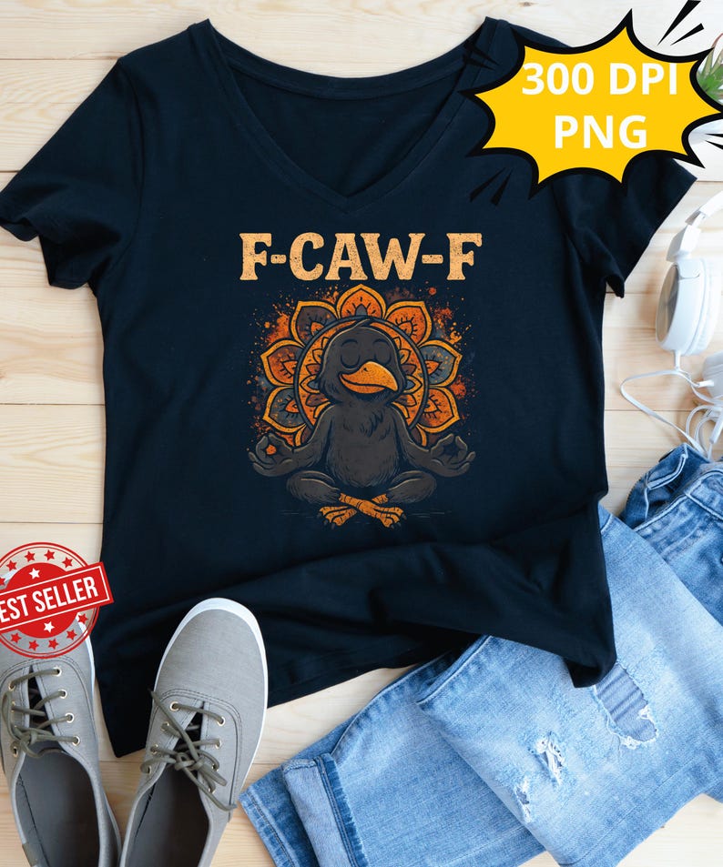 Zen Crow F Caw F Raven Fcawf Funny Meditation Yoga Fawk off Png, Black ...