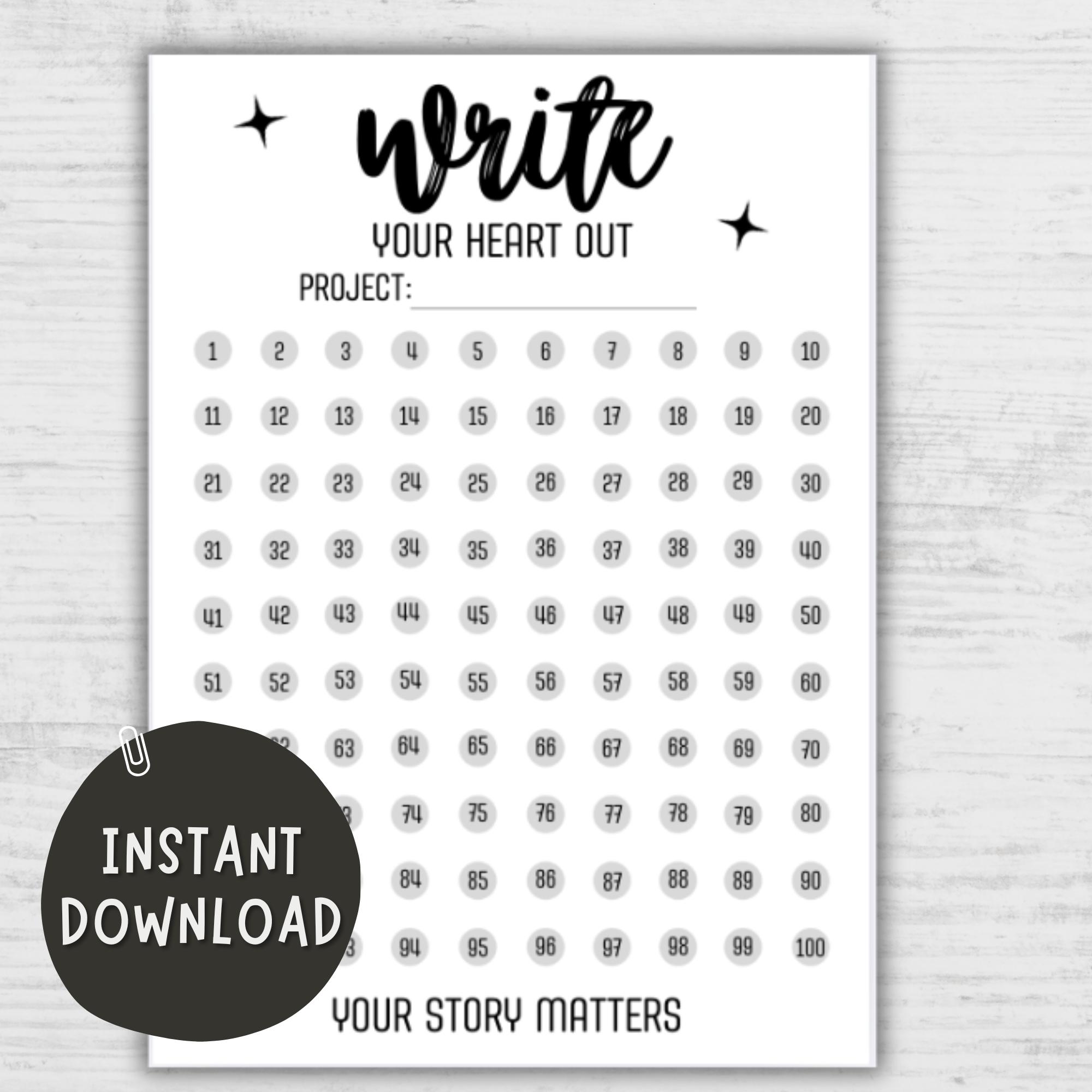 Printable Word Count Tracker | Writing Tracker PDF | 5 Versions | A4 ...