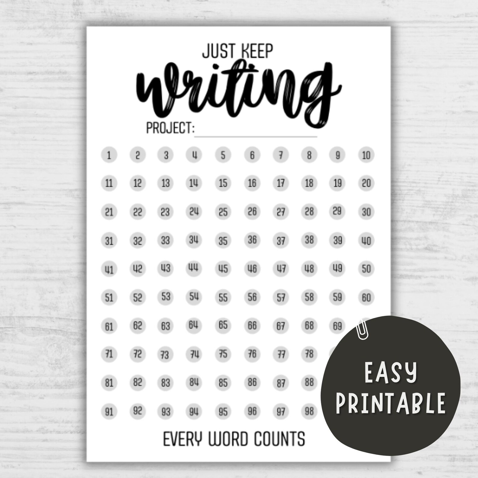 Printable Word Count Tracker | Writing Tracker PDF | 5 Versions | A4 ...