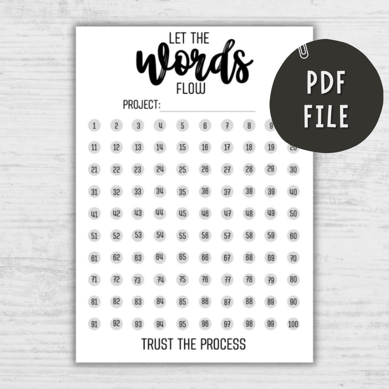 Printable Word Count Tracker | Writing Tracker PDF | 5 Versions | A4 ...