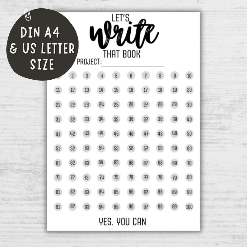 Printable Word Count Tracker | Writing Tracker PDF | 5 Versions | A4 ...