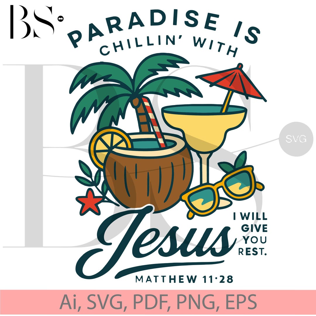 Chillin' With Jesus PNG | Retro Paradise Matthew 11:28 Christian ...