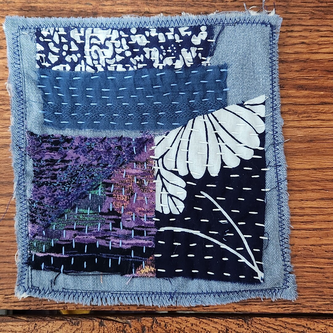 Sashiko Hand Stitched Boro Patch, Textile Art Embroidery, Slow ...