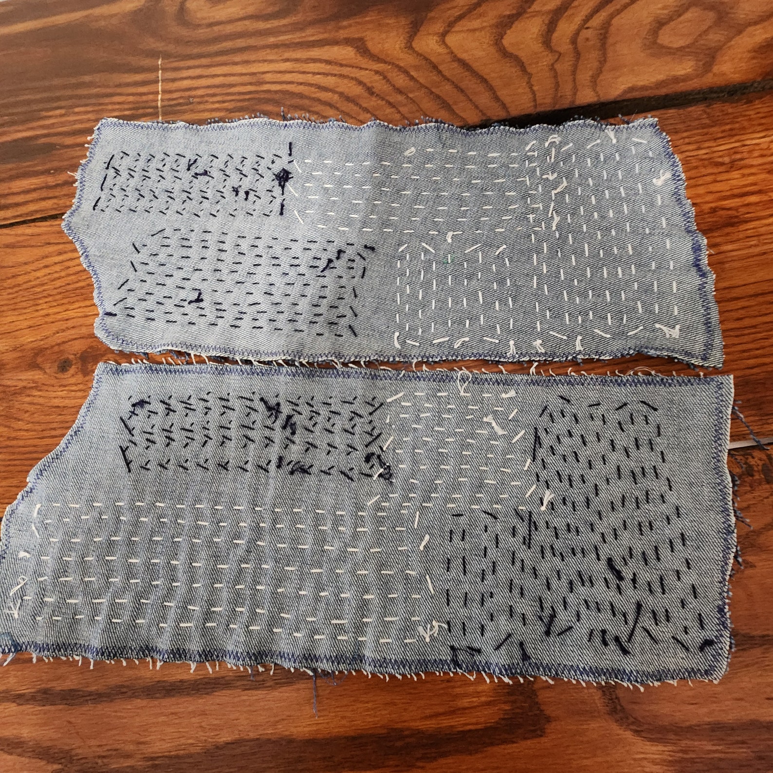 Denim Patches Set , Sashiko Handstitched Boro Inspired Mending Patches ...