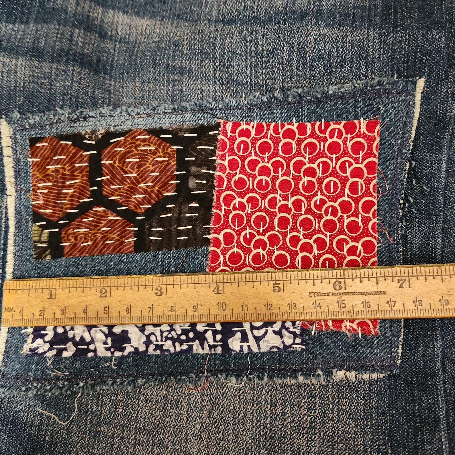 Denim Patch, Sashiko Handstitched Boro Inspired Mending Patch ...