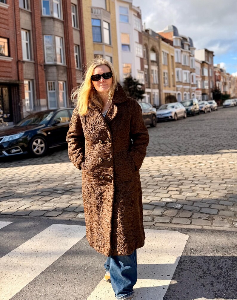 Vintage Brown Swakara Astrakhan Karakul Fur Coat I Size M-L - Etsy