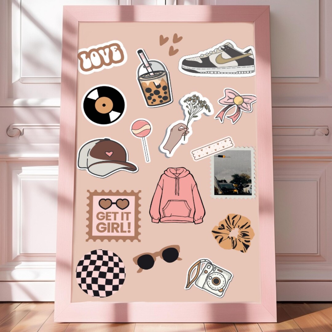 Coquette Aesthetic Print, Teen Girl Room Decor, Boba & Sneakers Poster ...