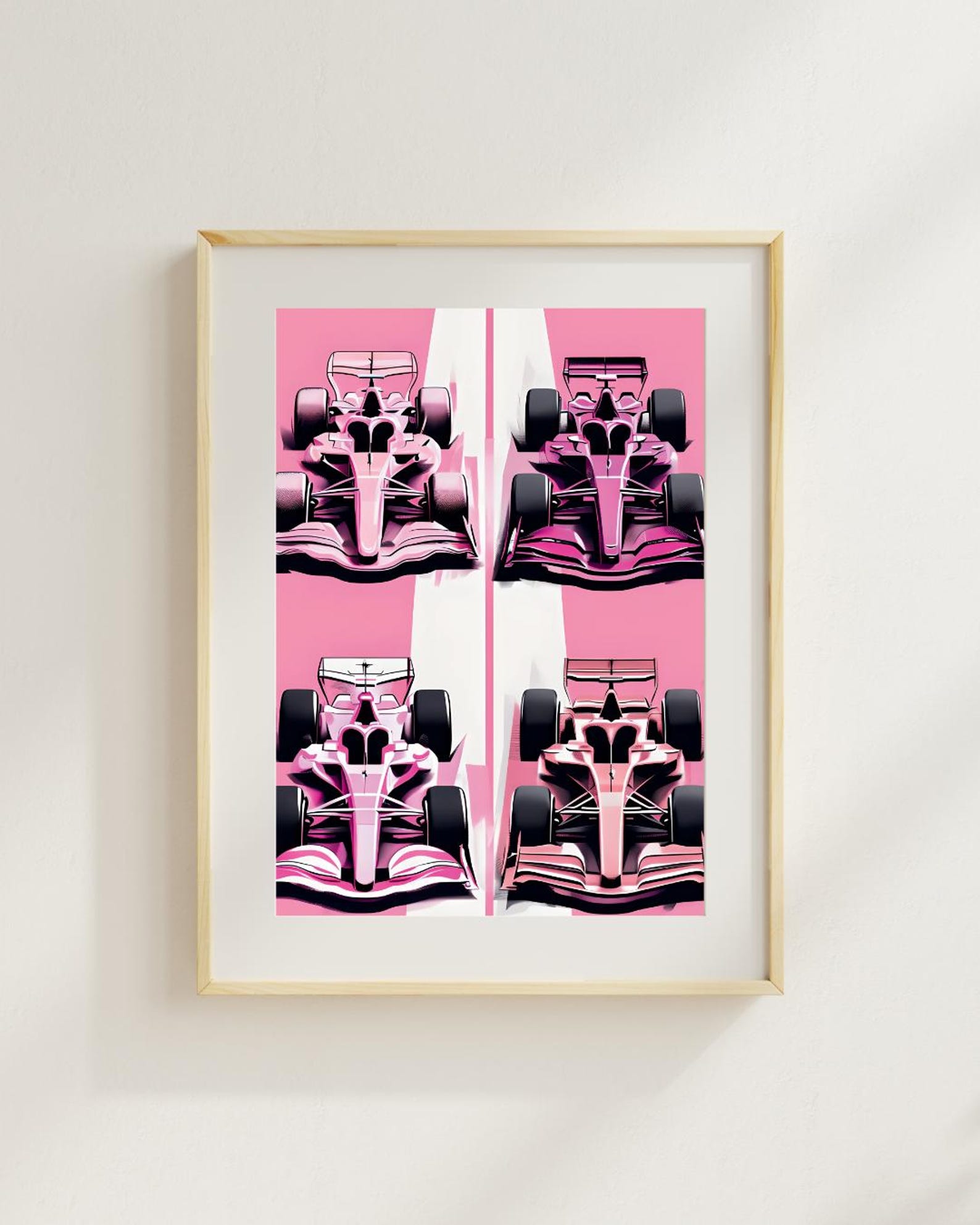 Pink Race Car Art Print: Modern Motorsport Poster (digital Download) - Etsy