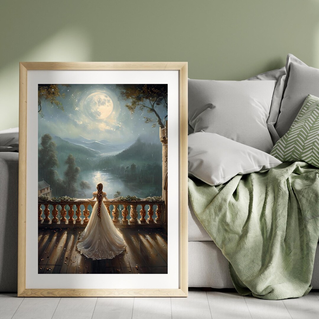 Medieval Princess on a Balcony Print, Romantic Castlecore Wall Art ...