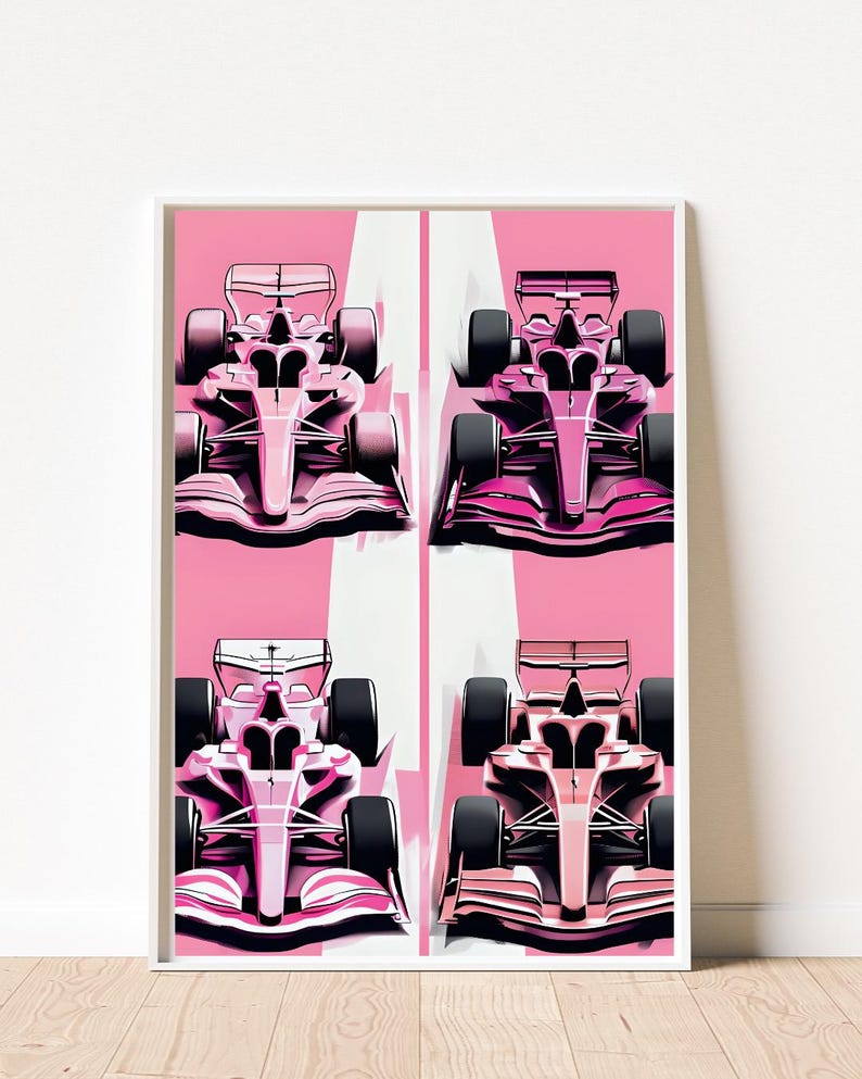 Pink Race Car Art Print: Modern Motorsport Poster (digital Download) - Etsy