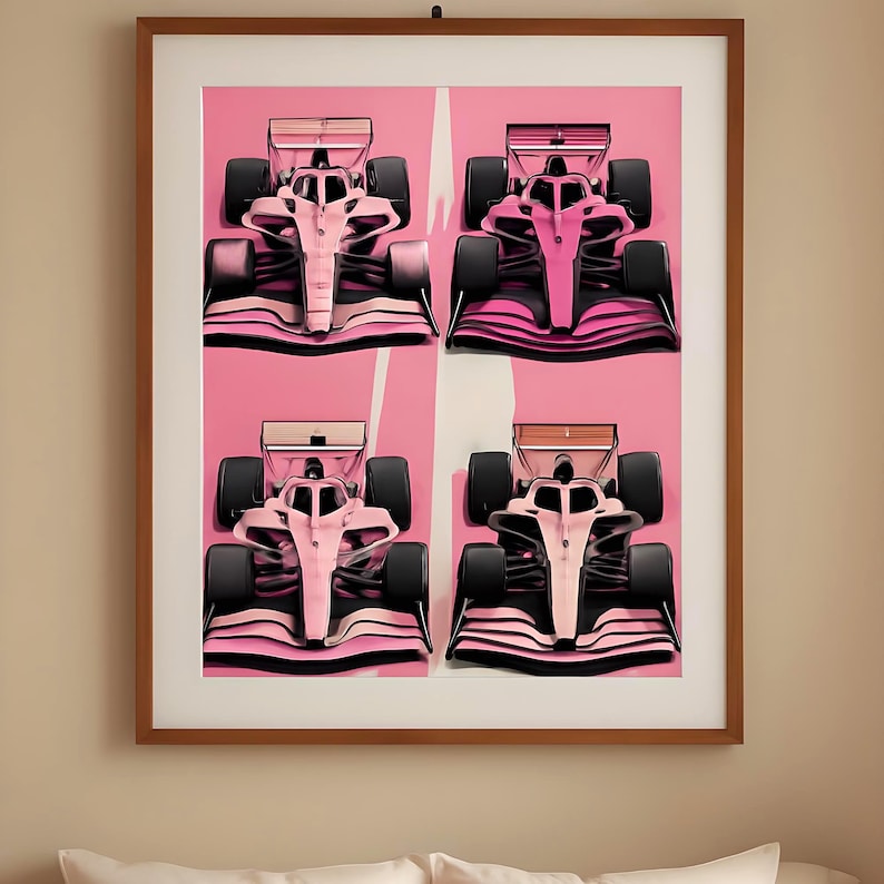 Pink Race Car Wall Art, Female Motorsport Poster, Girls Room Car Decor ...