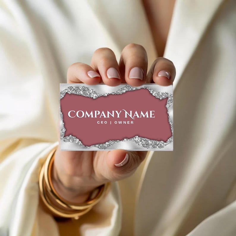 Silver Foil Business Card Template | Elegant QR Code Design (canva ...