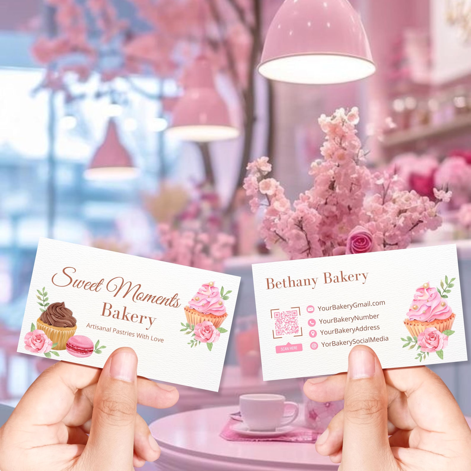 Editable Bakery Business Card Template | Sweet Shop Design (canva) - Etsy