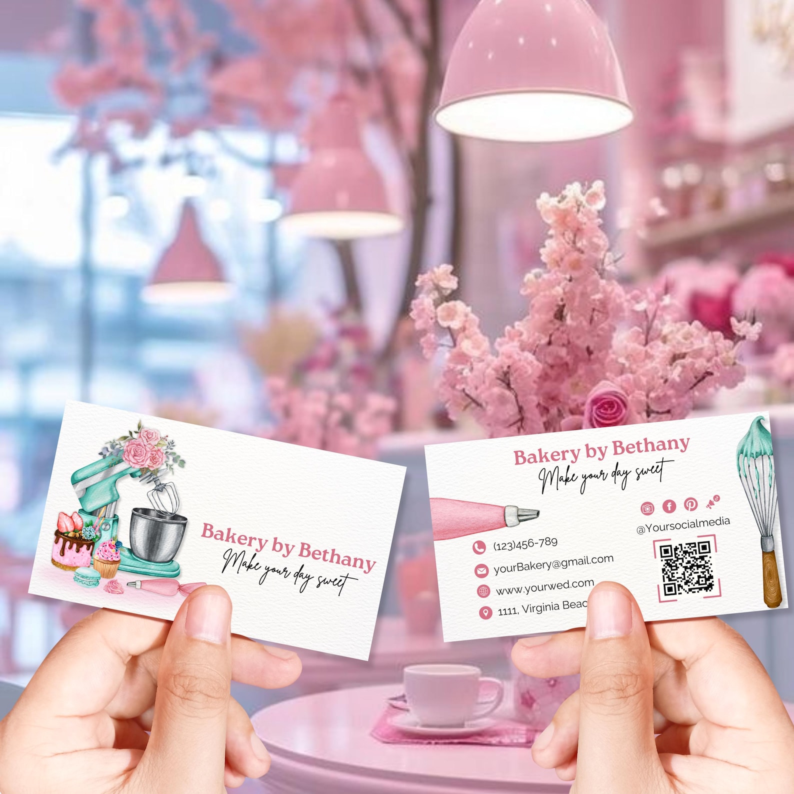 Bakery Business Card | Business Card | QR Bakery Card | Editable ...