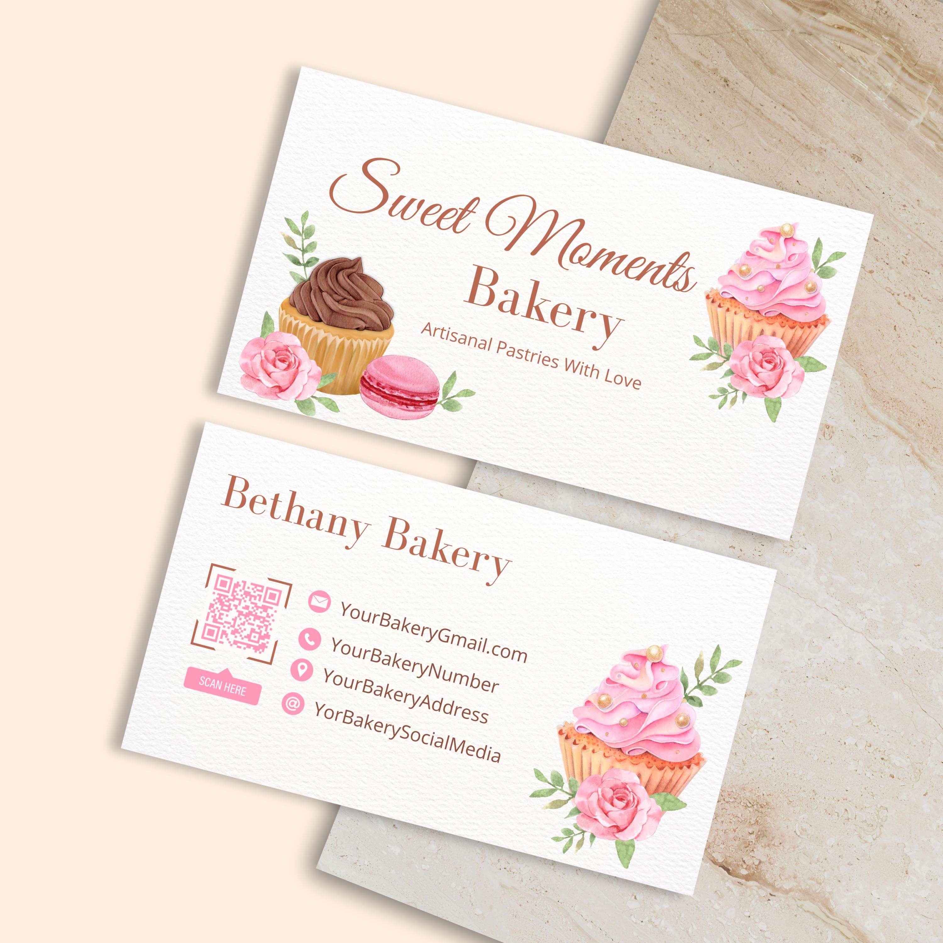 Editable Bakery Business Card Template | Sweet Shop Design (canva) - Etsy