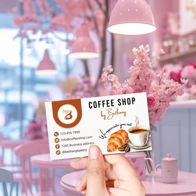 Coffee Shop Business Card Template | Editable Canva Card | Printable ...