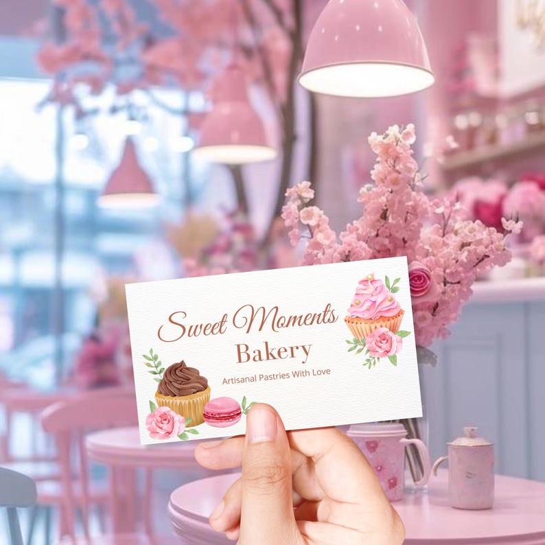 Editable Bakery Business Card Template | Sweet Shop Design (canva) - Etsy