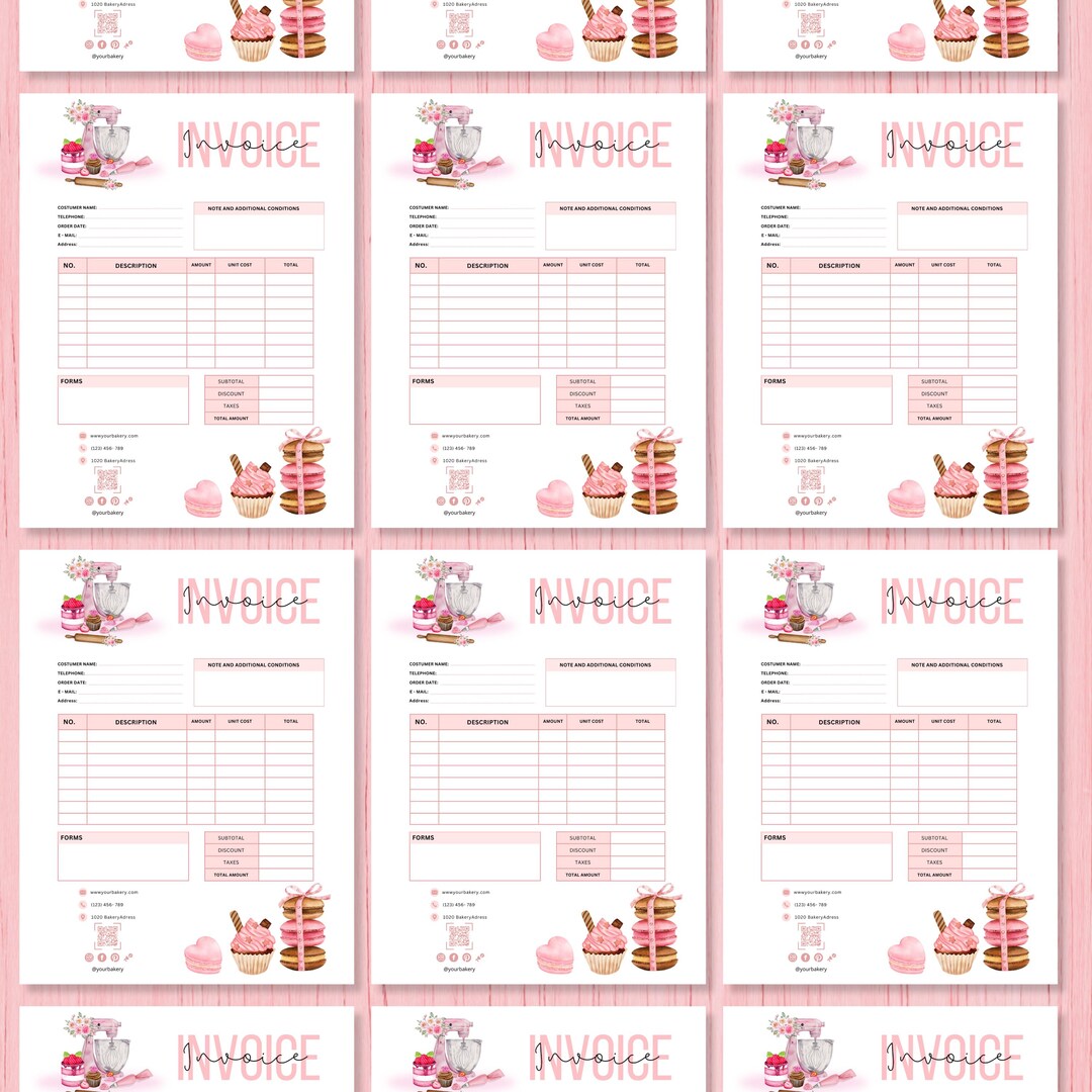 Elegant Bakery Invoice Template | Customizable & Printable |sweet Shop ...