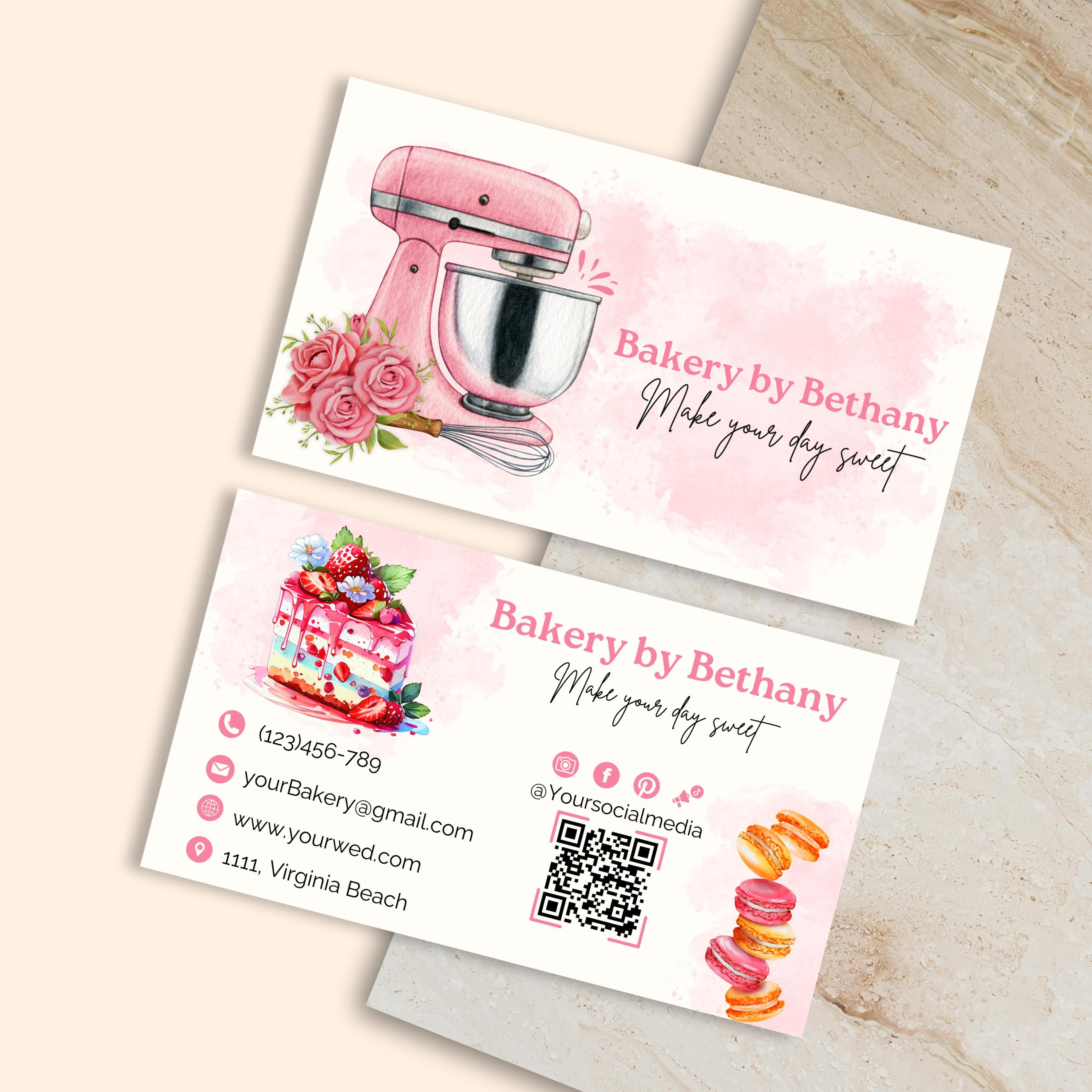 Sweet Shop Business Card Template | Editable QR Bakery Card (canva) - Etsy