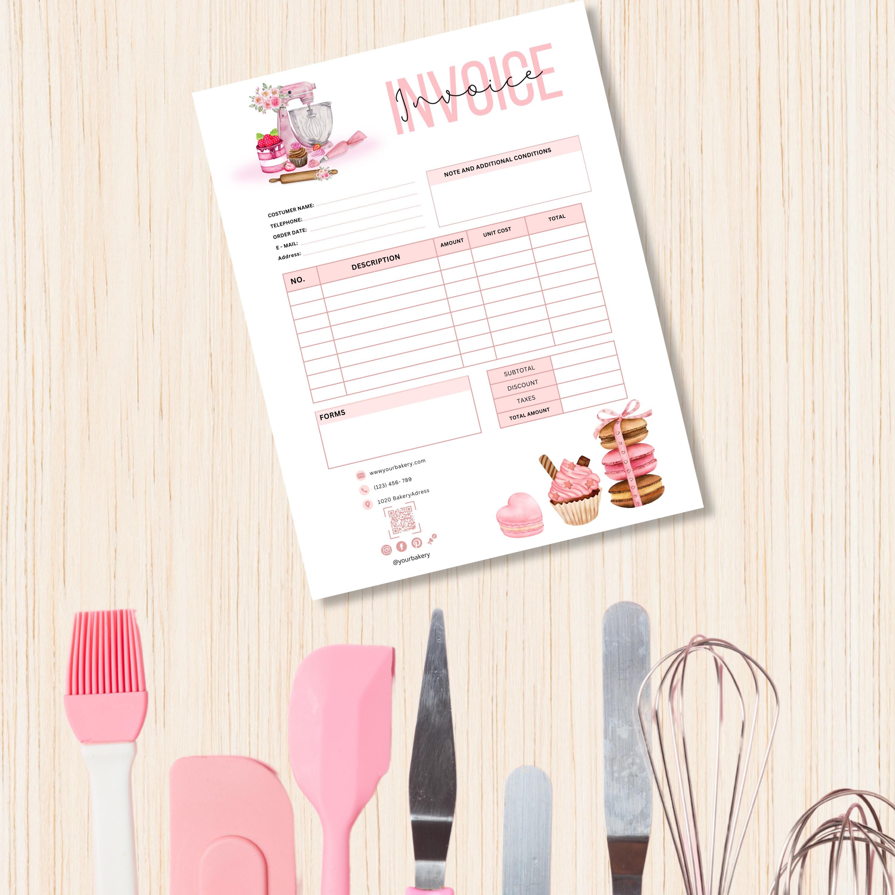 Elegant Bakery Invoice Template | Customizable & Printable |sweet Shop ...