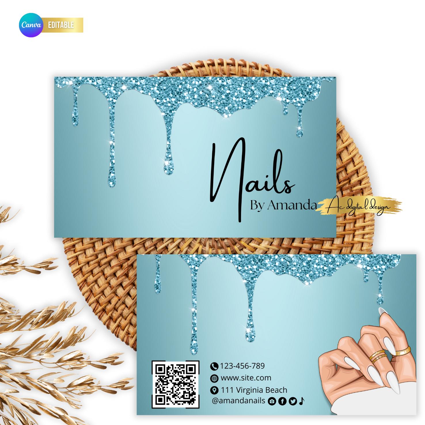 Editable Business Card Template for Nail Salon – Elegant & Professional ...