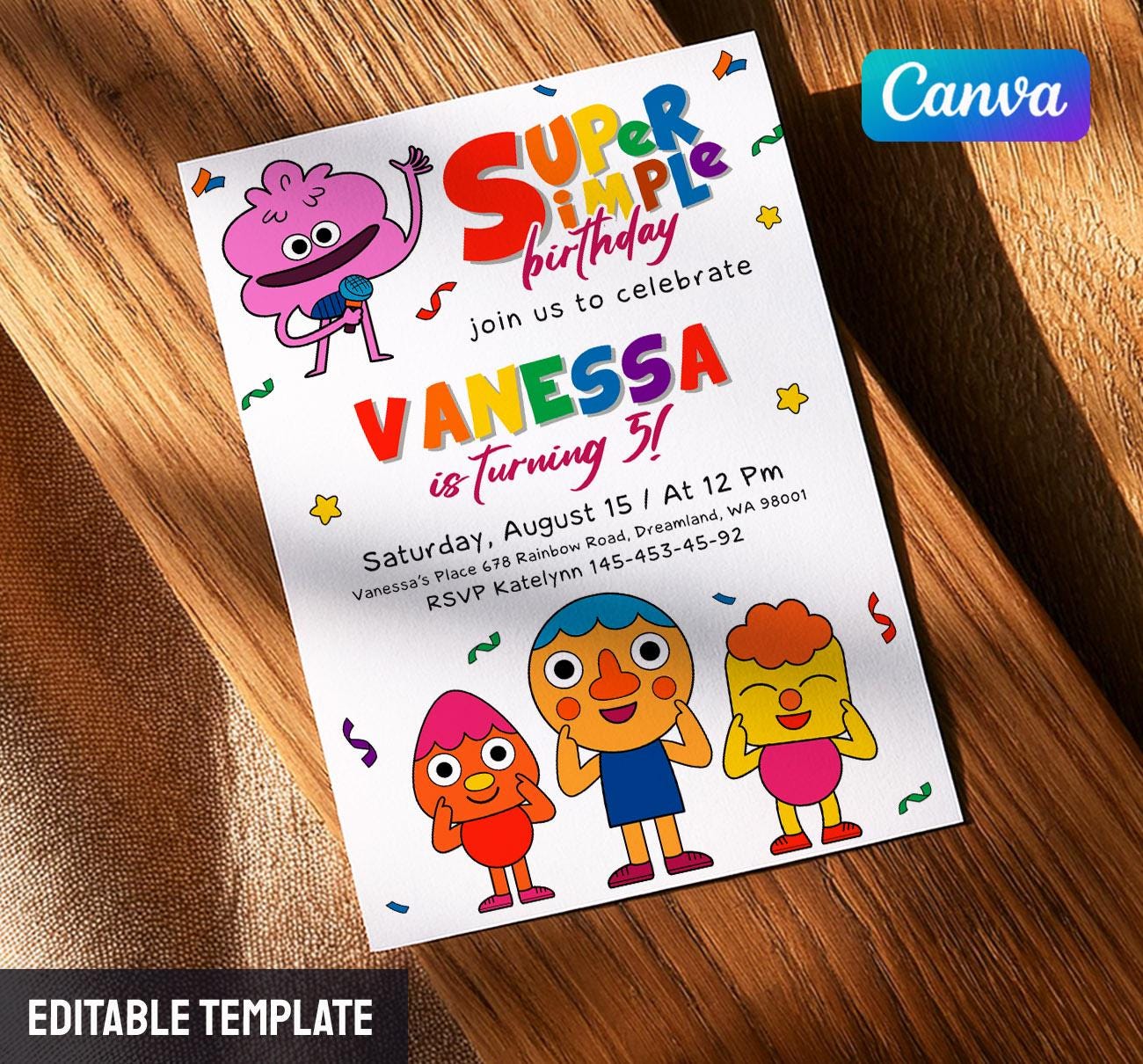 Printable Super Simple Songs Invitation, Music First Party, Editable ...