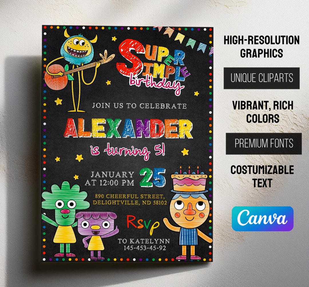 Printable Super Simple Songs Invitation, Music First Party, Editable ...