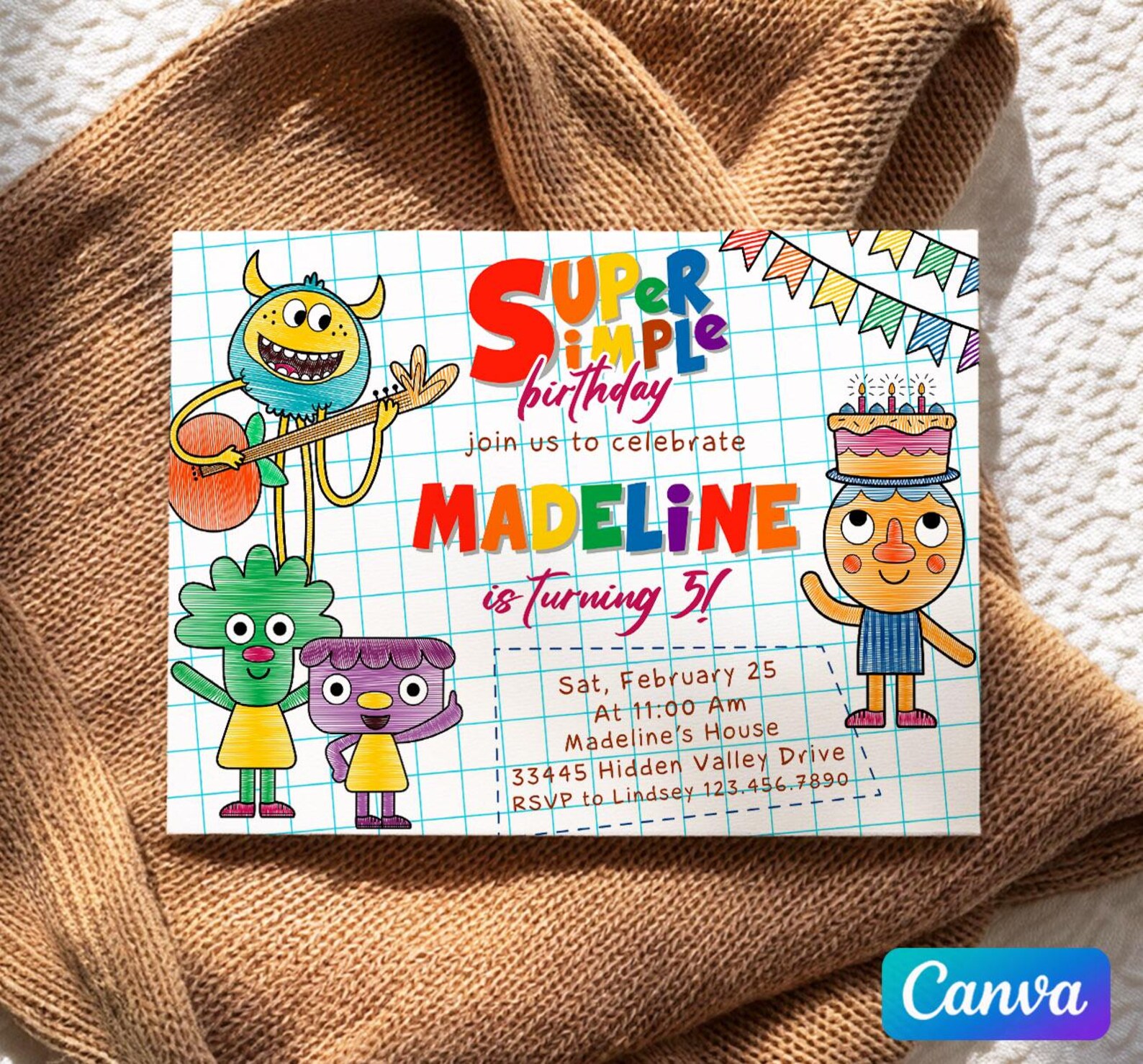 Printable Super Simple Songs Invitation, Music First Party, Editable ...