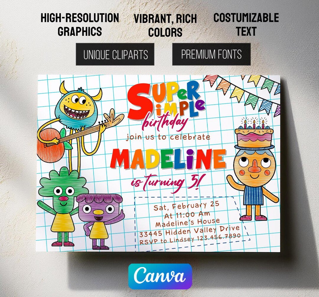 Printable Super Simple Songs Invitation, Music First Party, Editable ...