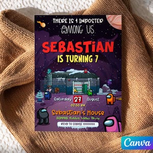 Among Us Birthday Party Invitation Template, Among Us Birthday Invitate ...