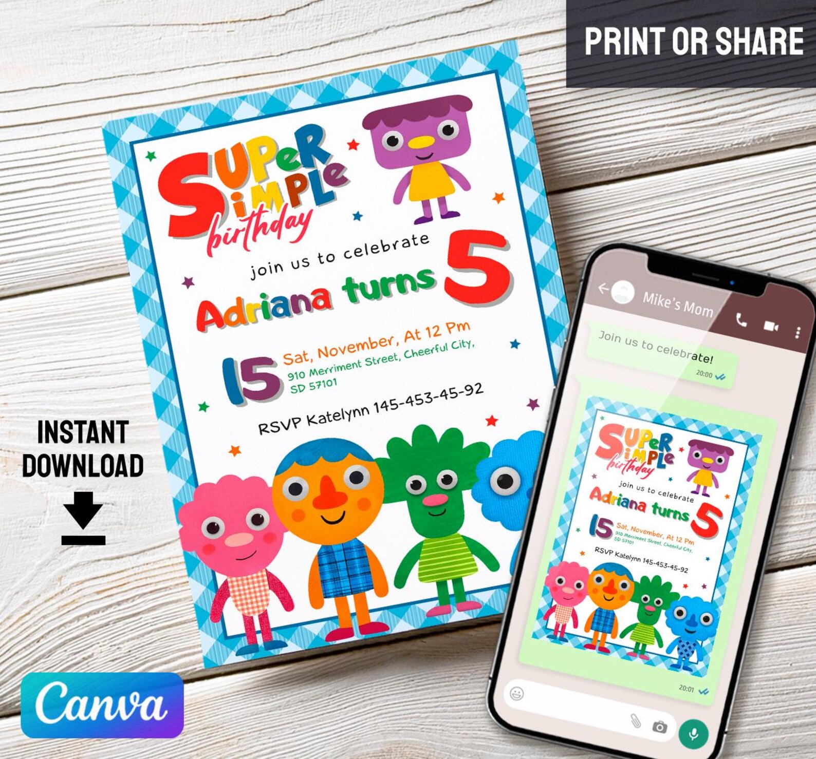 Printable Super Simple Songs Invitation, Music First Party, Editable ...