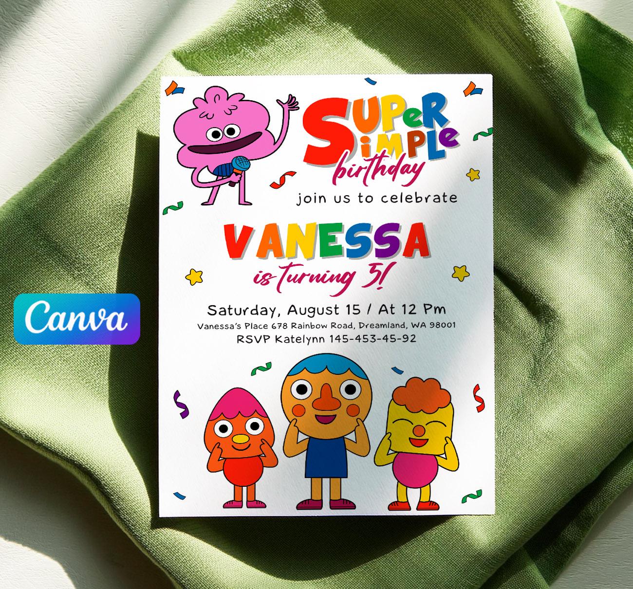 Printable Super Simple Songs Invitation, Music First Party, Editable ...