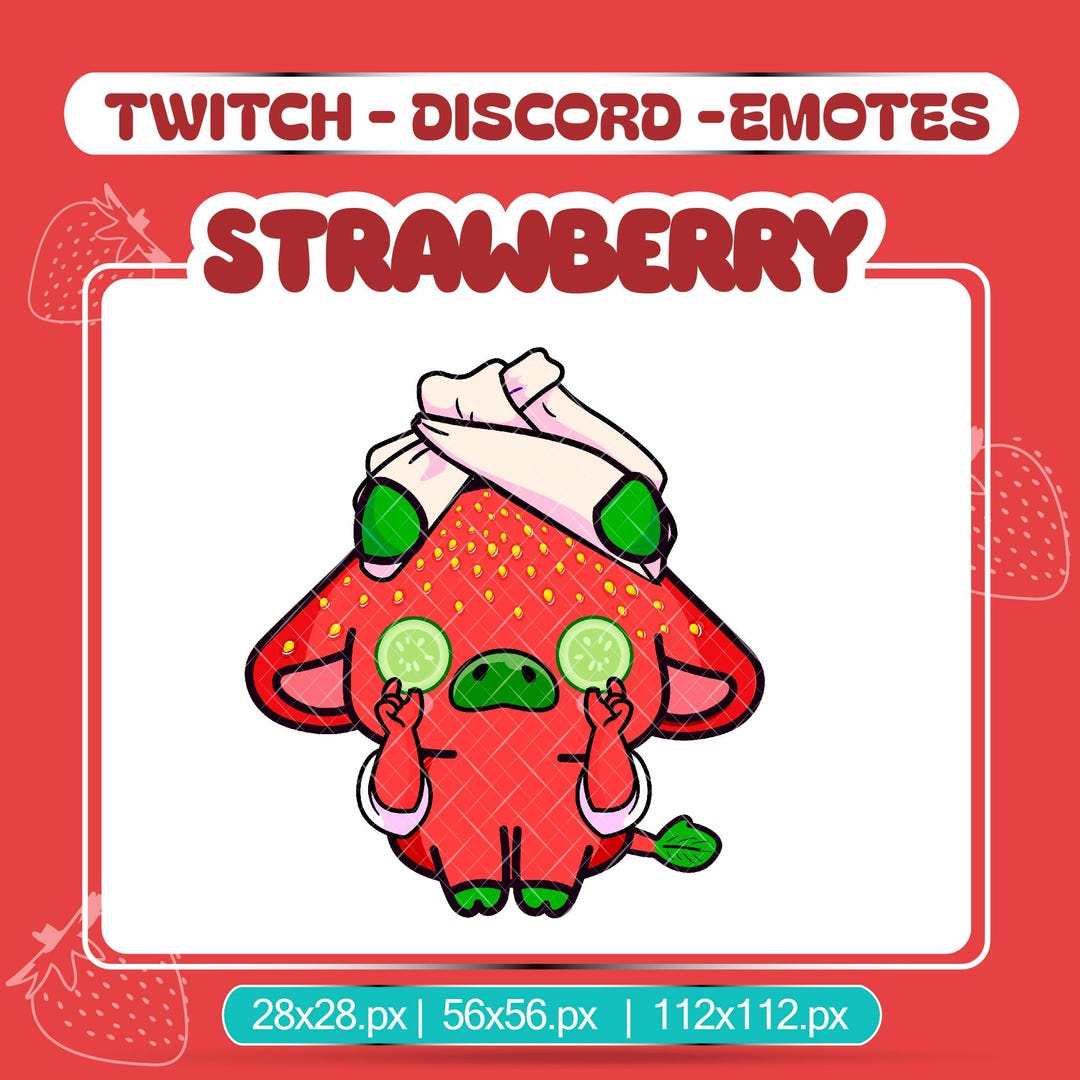 Cute Strawberry Cow Emote | Kawaii Twitch & Discord Emoji | Boba Bubble ...